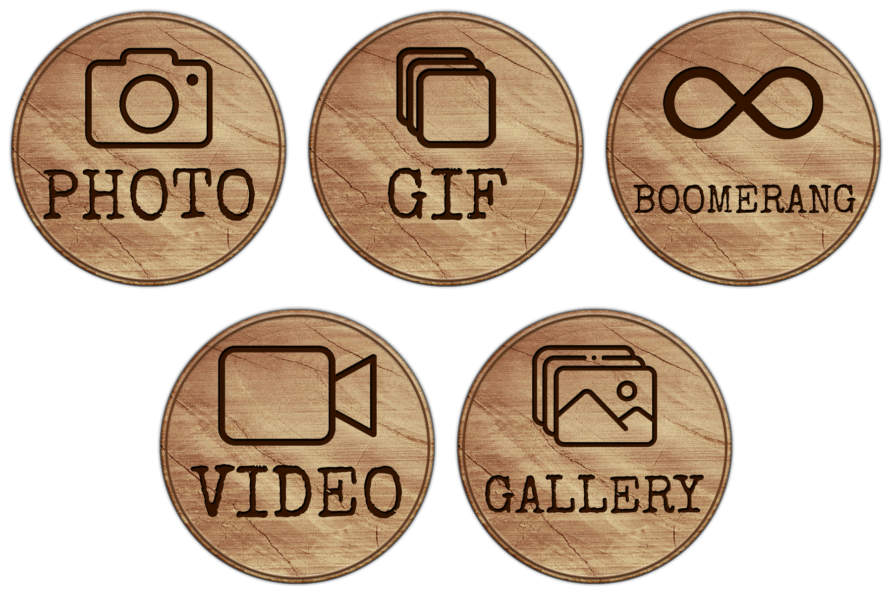 Wood Burn Buttons - BespokeBooth
